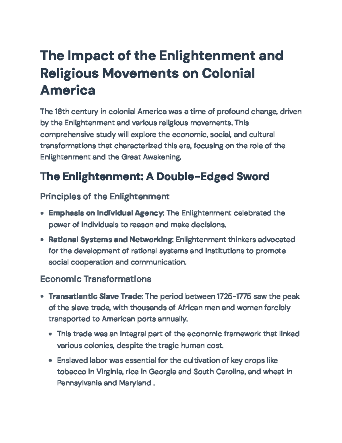 The Impact of Enlightenment and Religious Movements on Colonial America ...