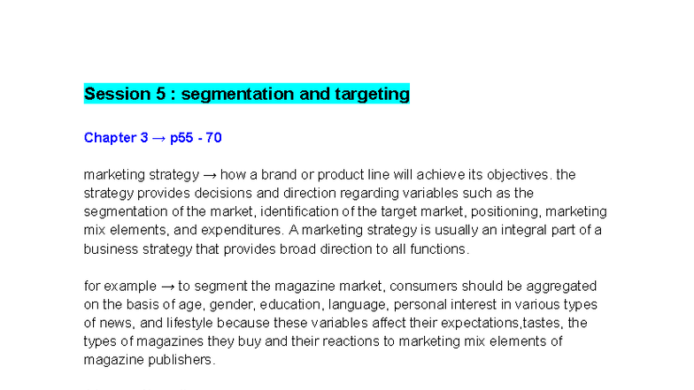 Notes sur la Séance 5 : Segmentation et Ciblage en Stratégie Marketing ...