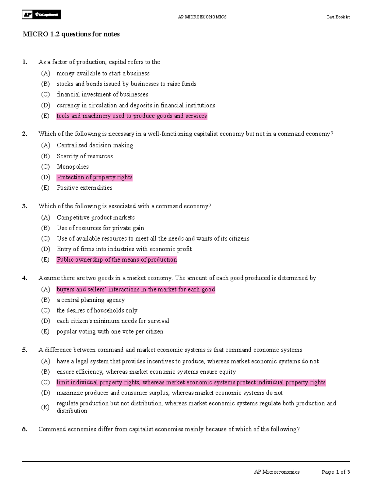 AP Micro 1.2 Questions - Practice Test for Understanding Concepts - Studocu