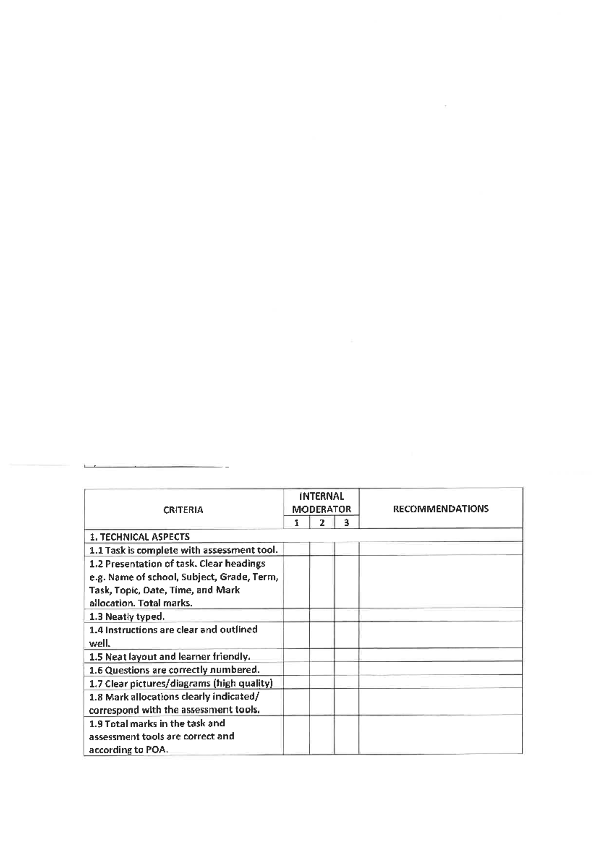 Moderation Report Sample: Internal Criteria Recommendations - Studocu