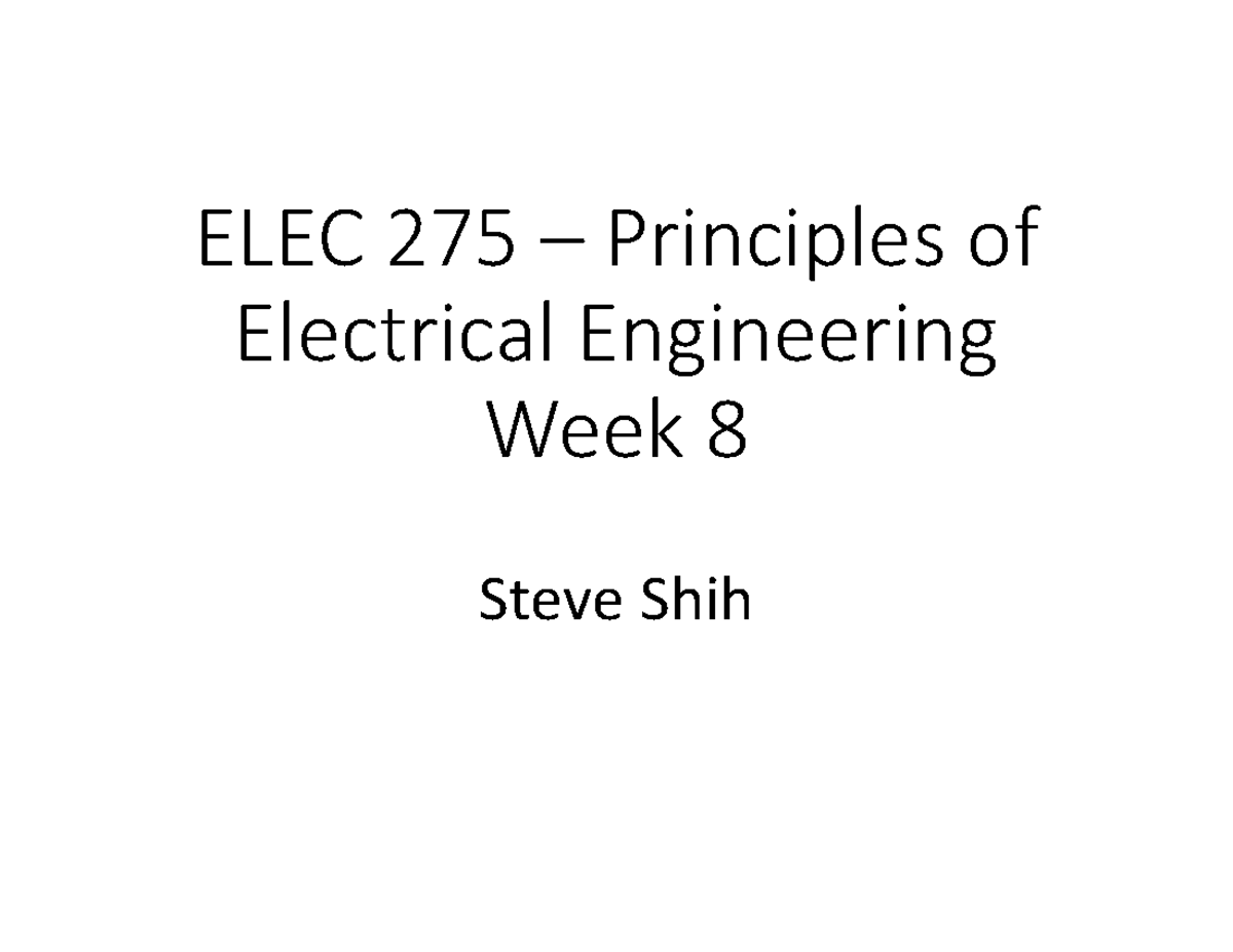 Elec 275 Week 8 Lecture Transformers Impedance Matching Studocu