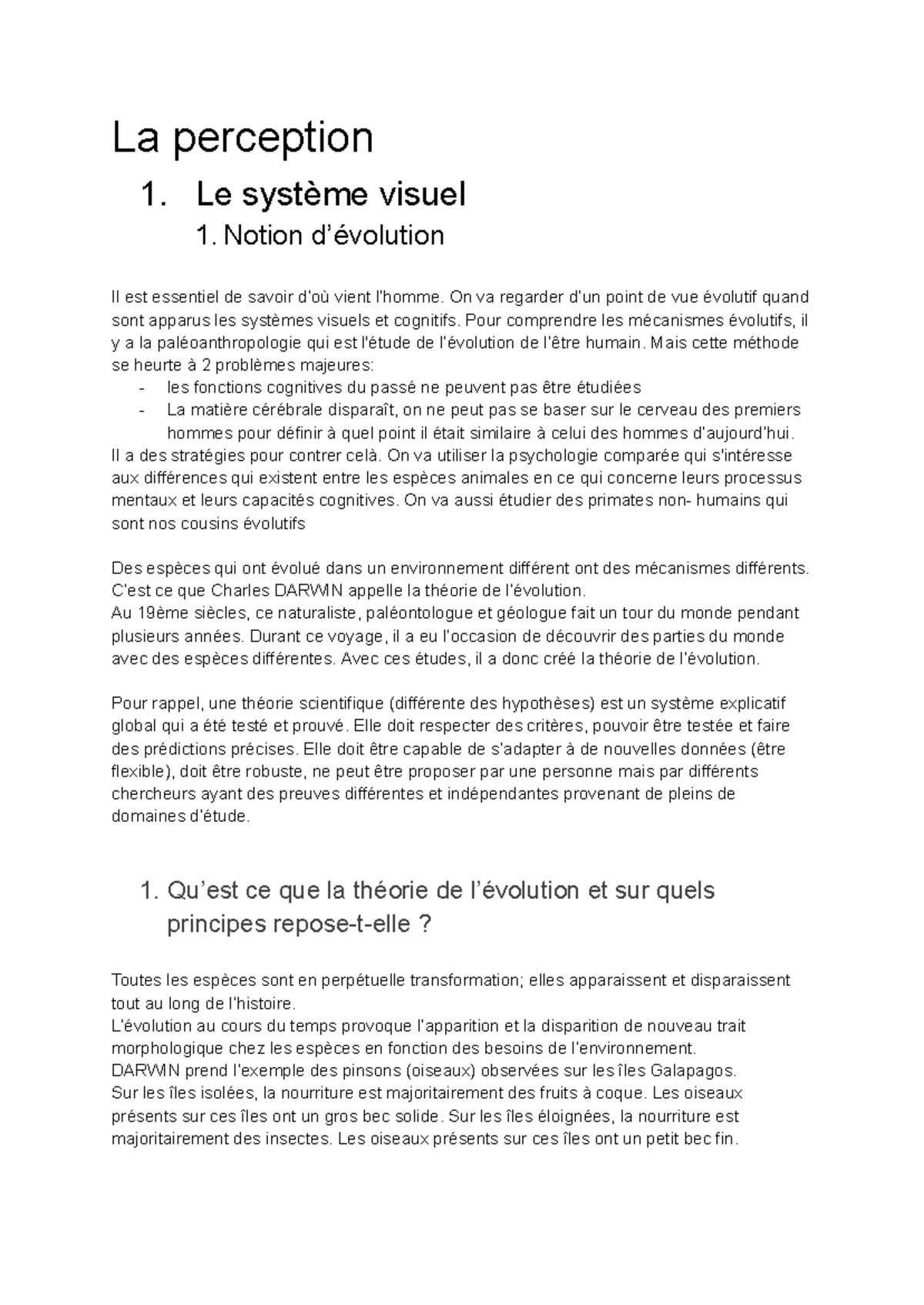 La perception visuelle et cognitive : Évolution et mécanismes (Cognitif ...