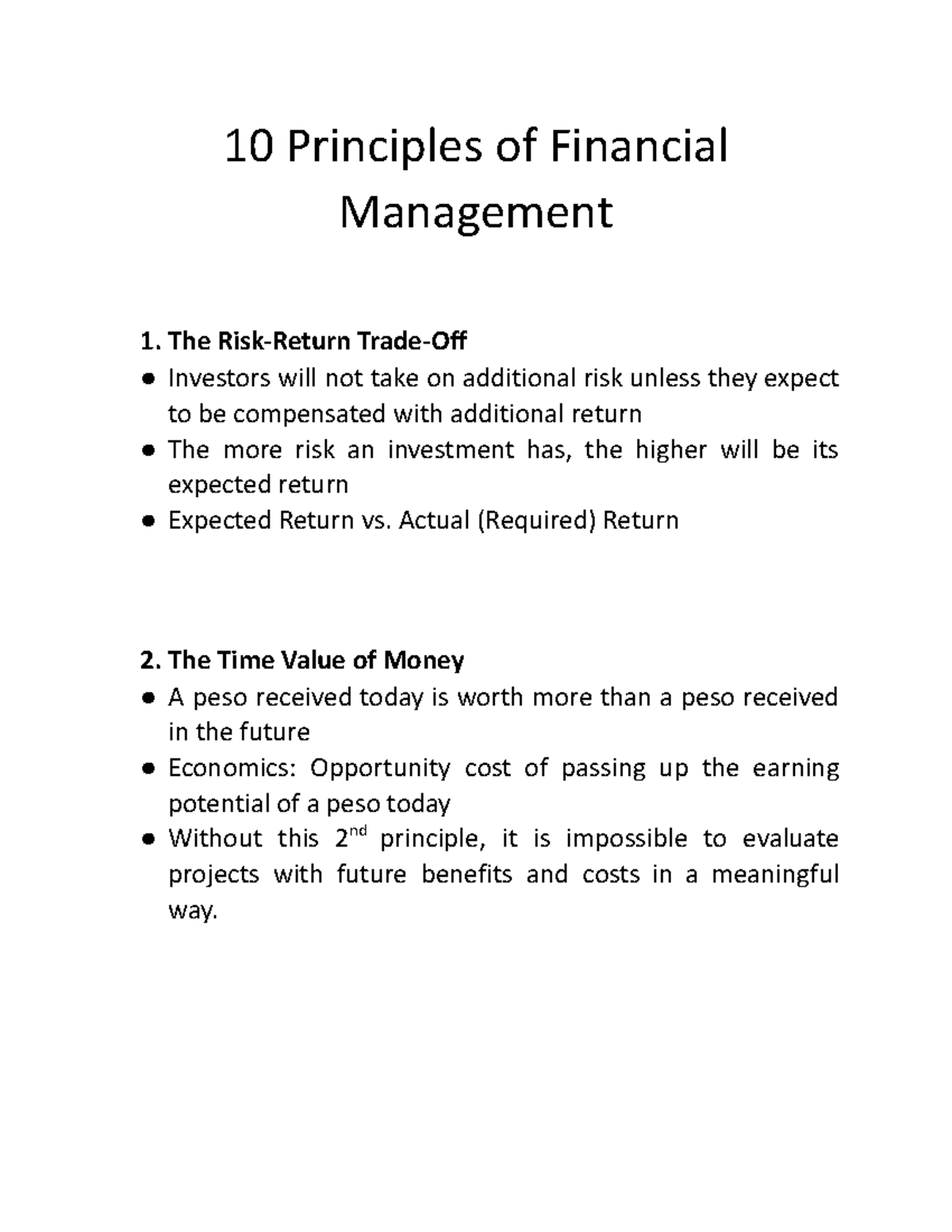 Understanding the 10 Principles of Financial Management - Studocu