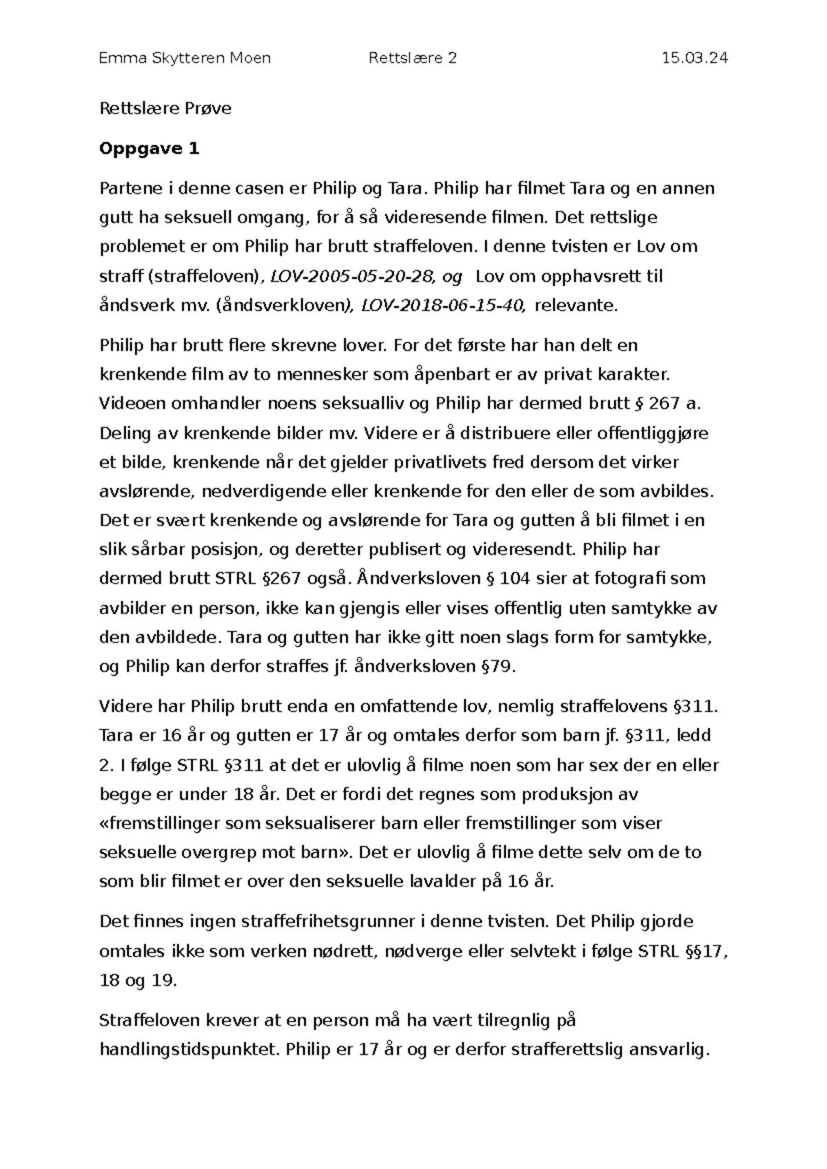 Rettslære 2 - Prøveoppgaver om Straffeloven og Personopplysningsloven ...