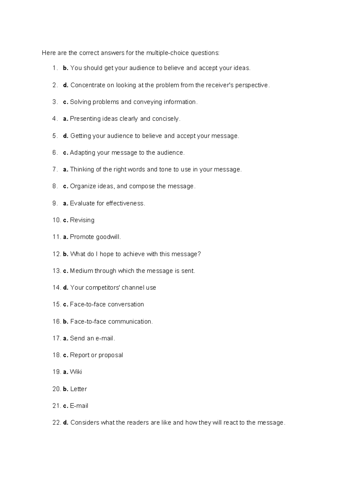 Answer Key for Chapter 2: Effective Communication Strategies - Studocu