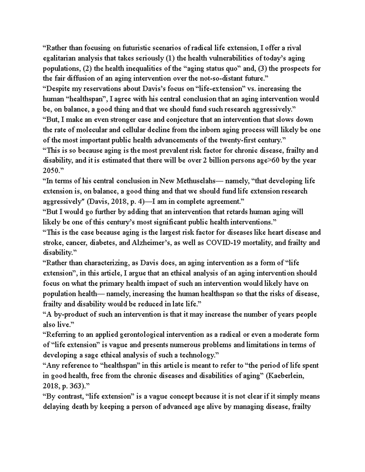 PHIL 226 Test 3: Ethical Analysis of Aging Interventions Quotes Cheat ...