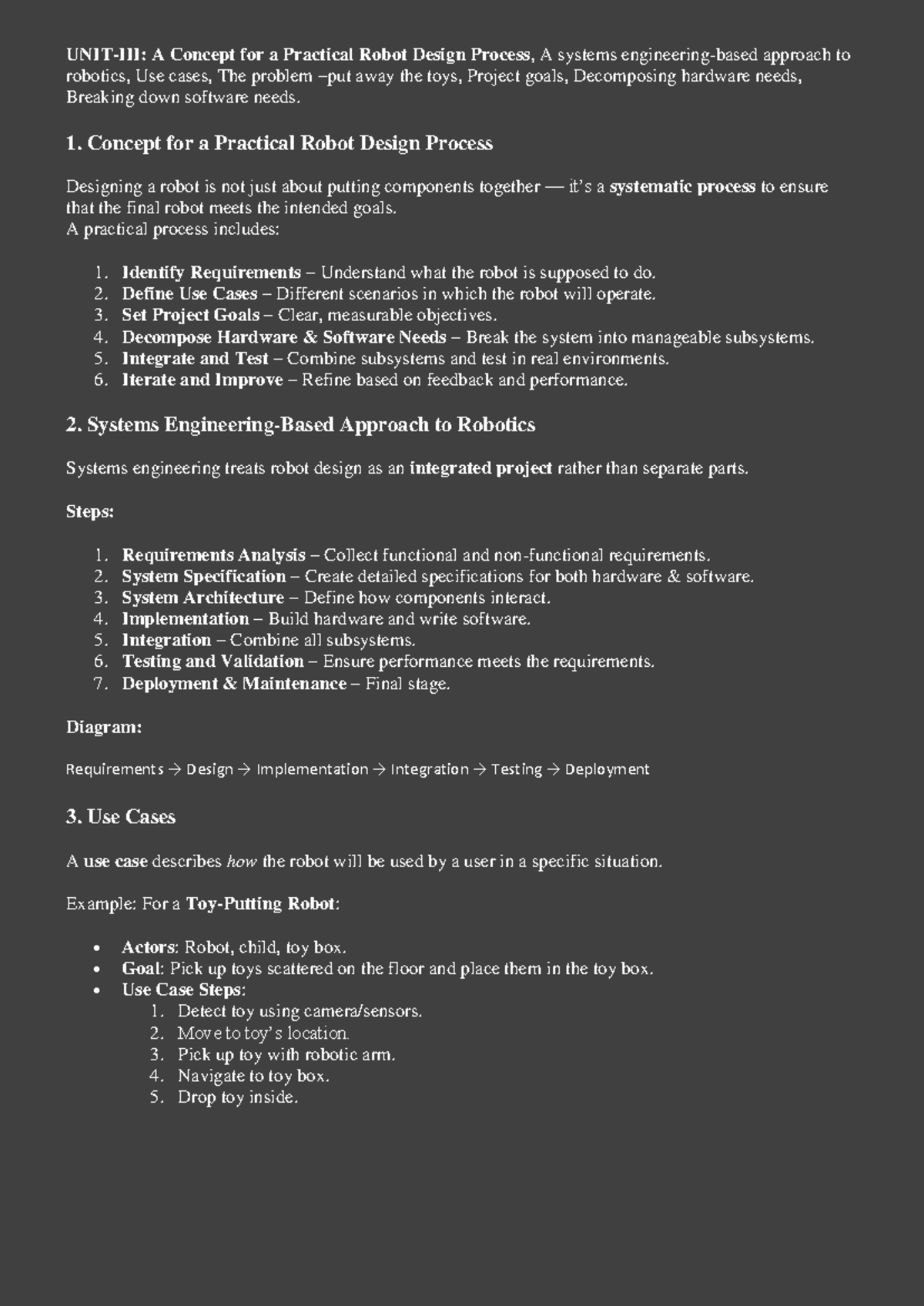 B-UNIT-3 - Practical Robot Design Process and Systems Approach - Studocu