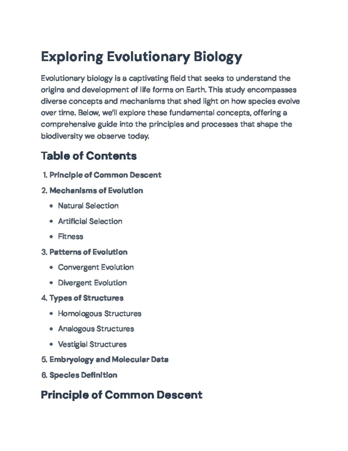 Exploring Evolutionary Biology: Principles and Mechanisms Guide ...
