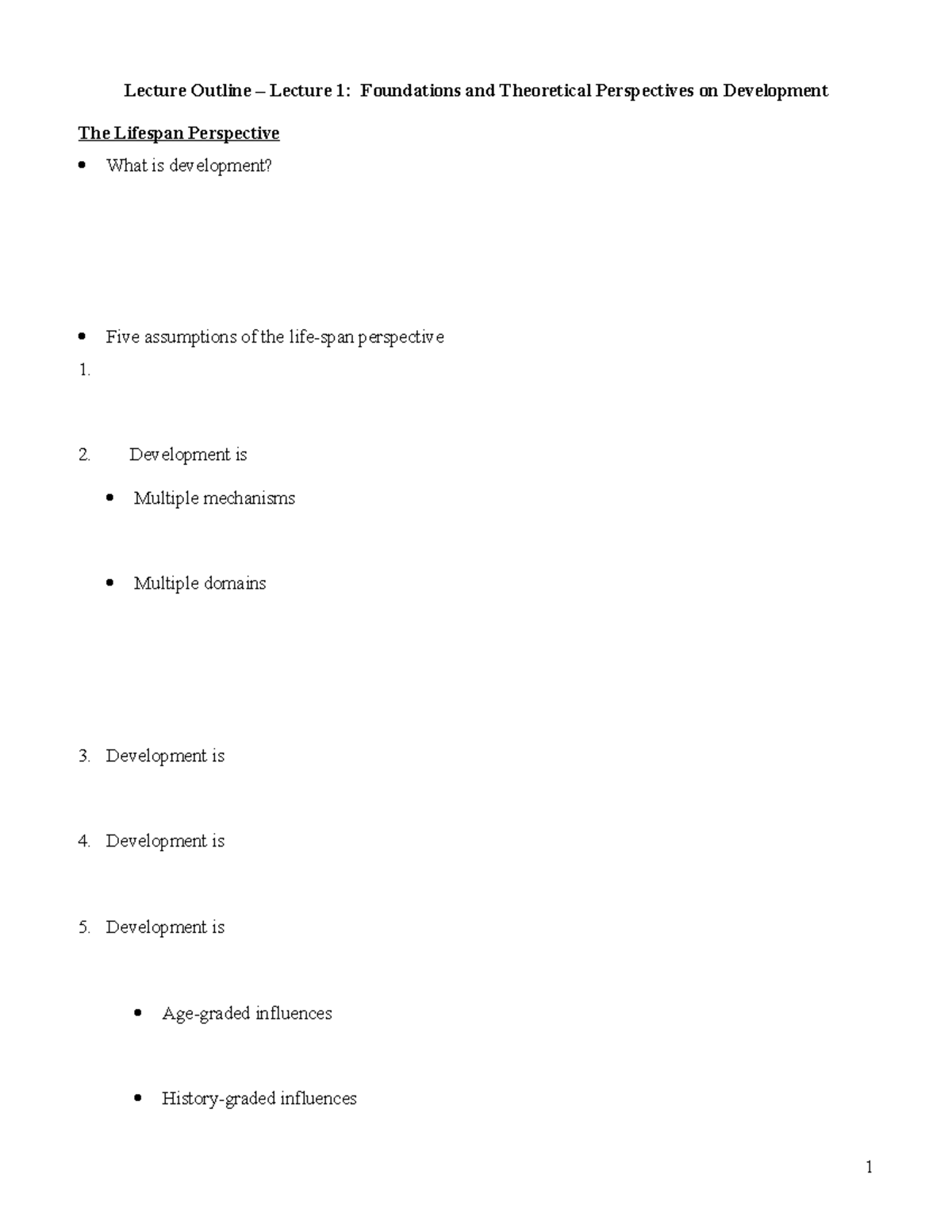 Lecture Outlines for Development: Foundations & Theories (Group 1 ...