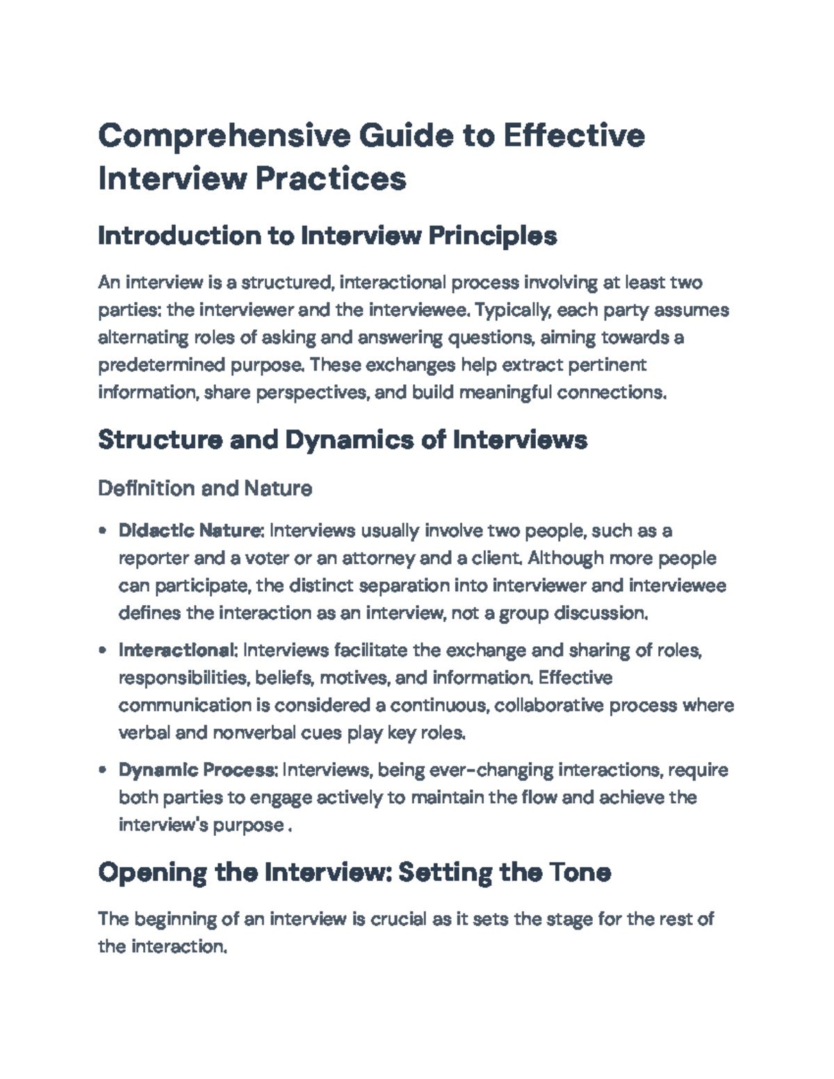 Comprehensive Guide to Effective Interview Practices - Comprehensive ...