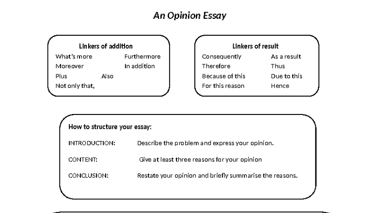 How to Write an Opinion Essay: Key Linkers and Structure - Studocu