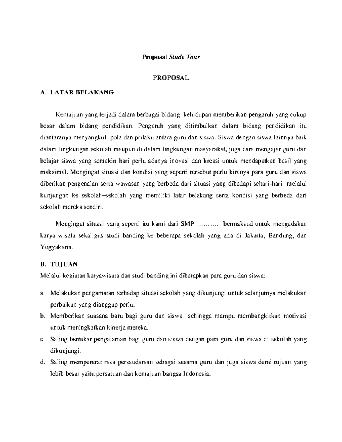 Proposal for Study Tour: Educational Insights & Cultural Exchange - Studocu