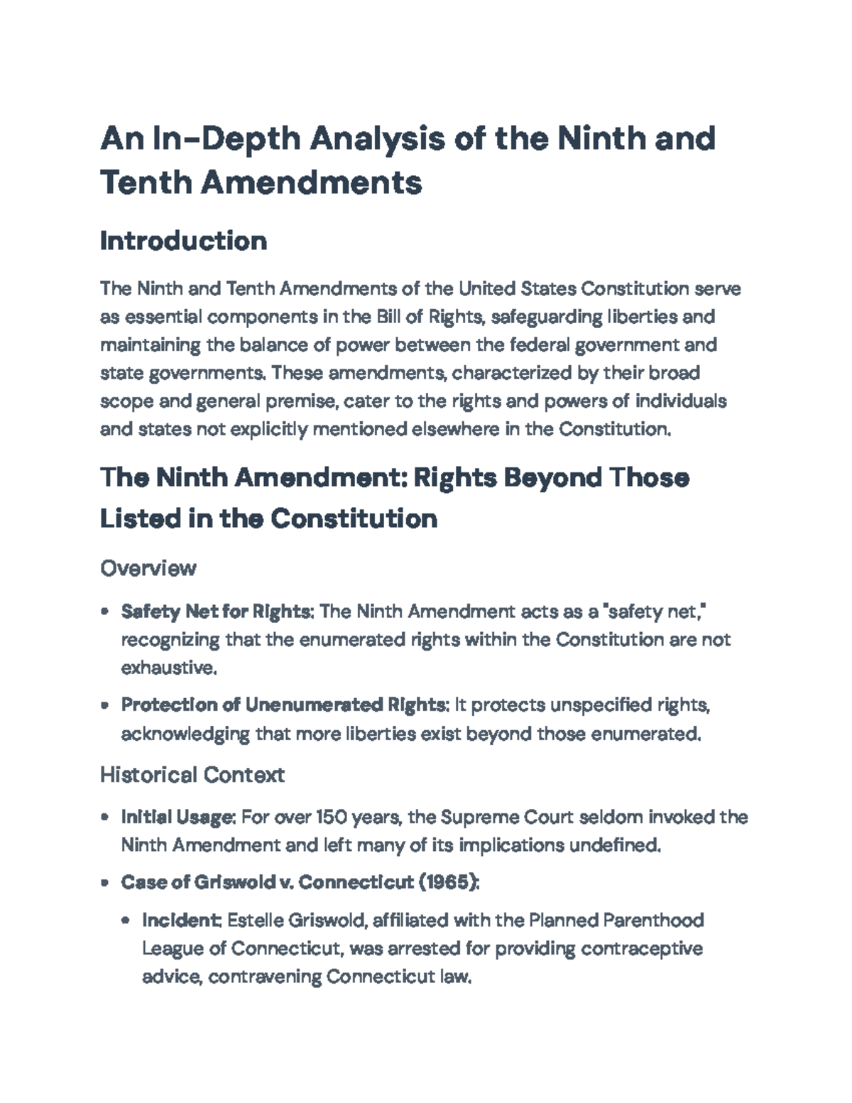 Ninth and Tenth Amendments Analysis: Impact on U.S. Constitutional Law ...