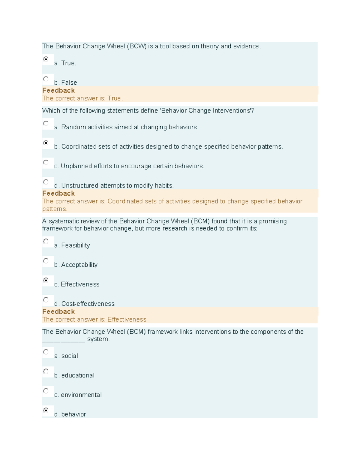 PSYC 1111 Self-Quiz: Understanding the Behavior Change Wheel (Unit 3 ...