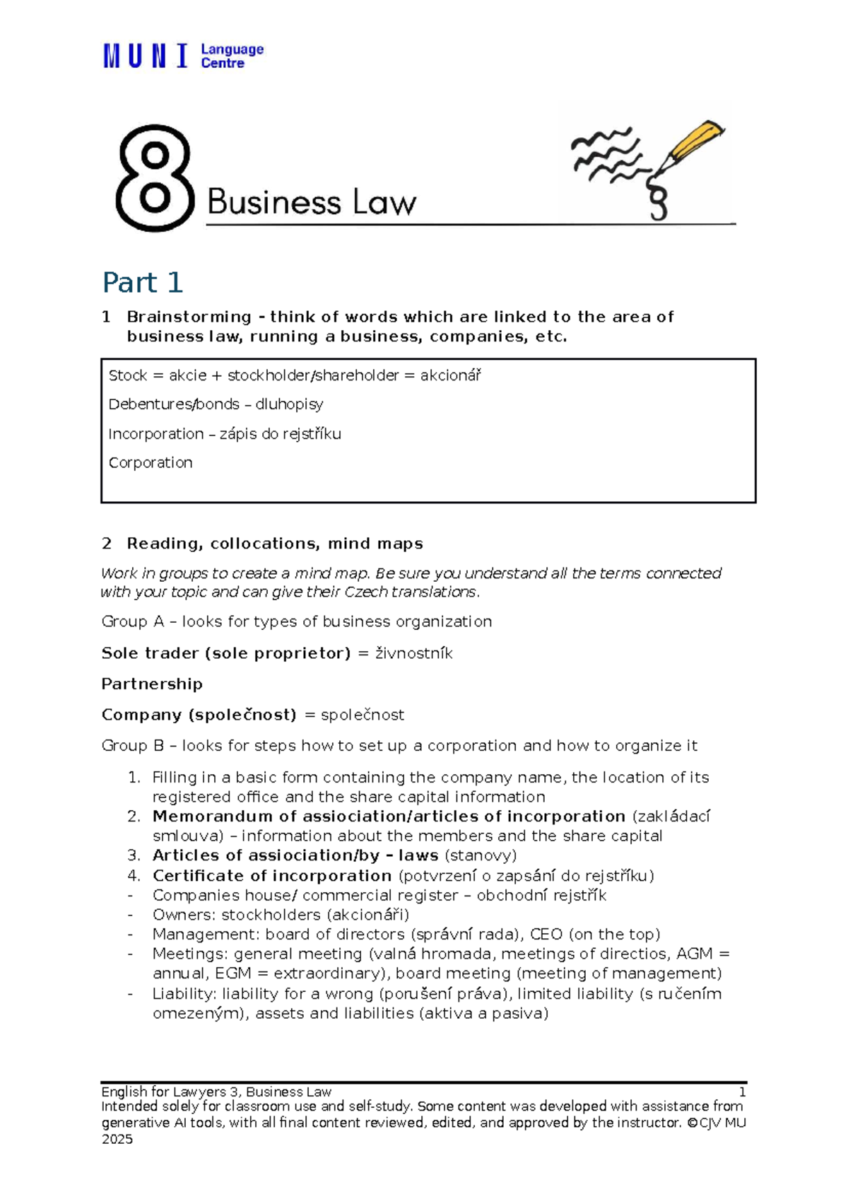 Business Law 1: Running a Business - Study Guide and Activities - Studocu