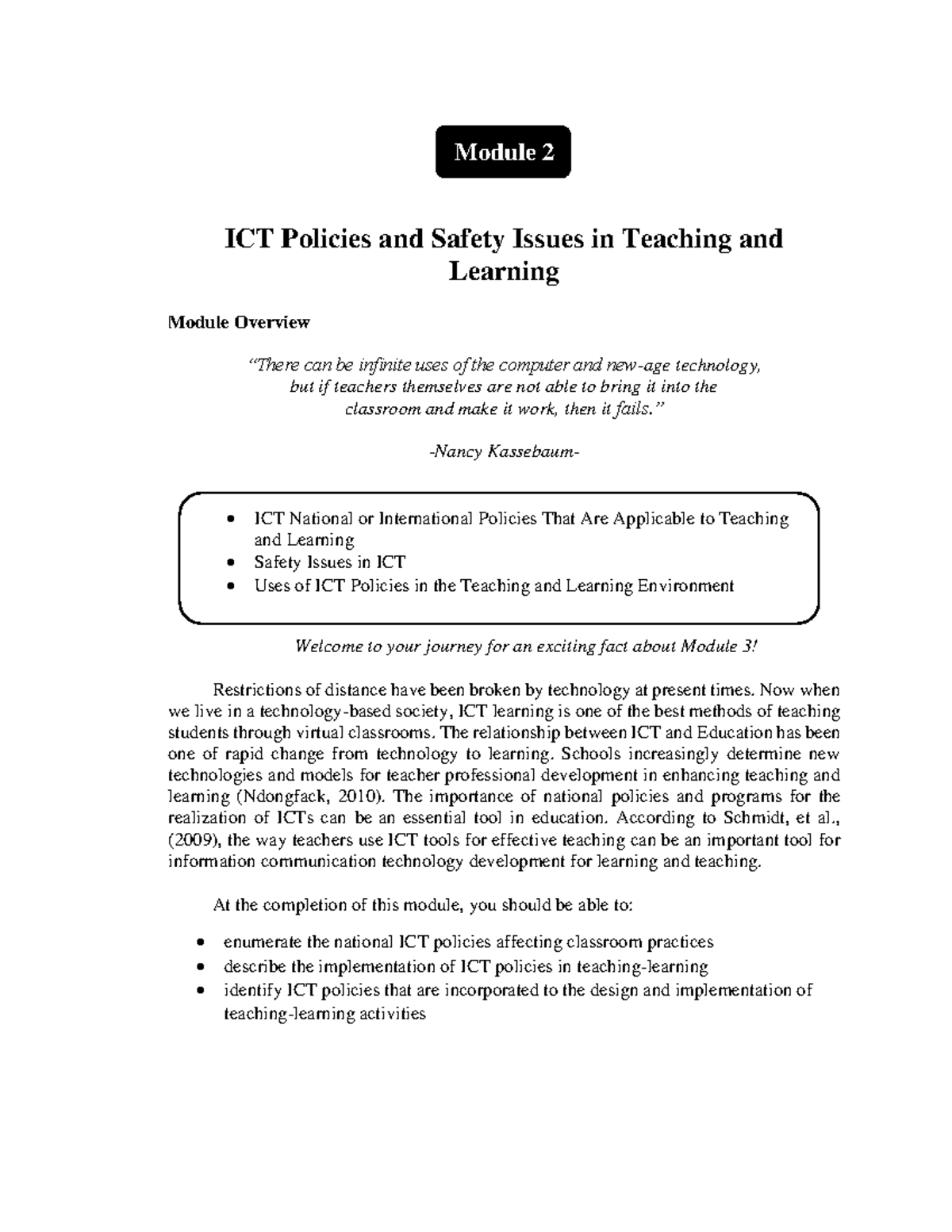 ICT Policies & Safety Issues in Teaching: Module 3 Overview - Studocu