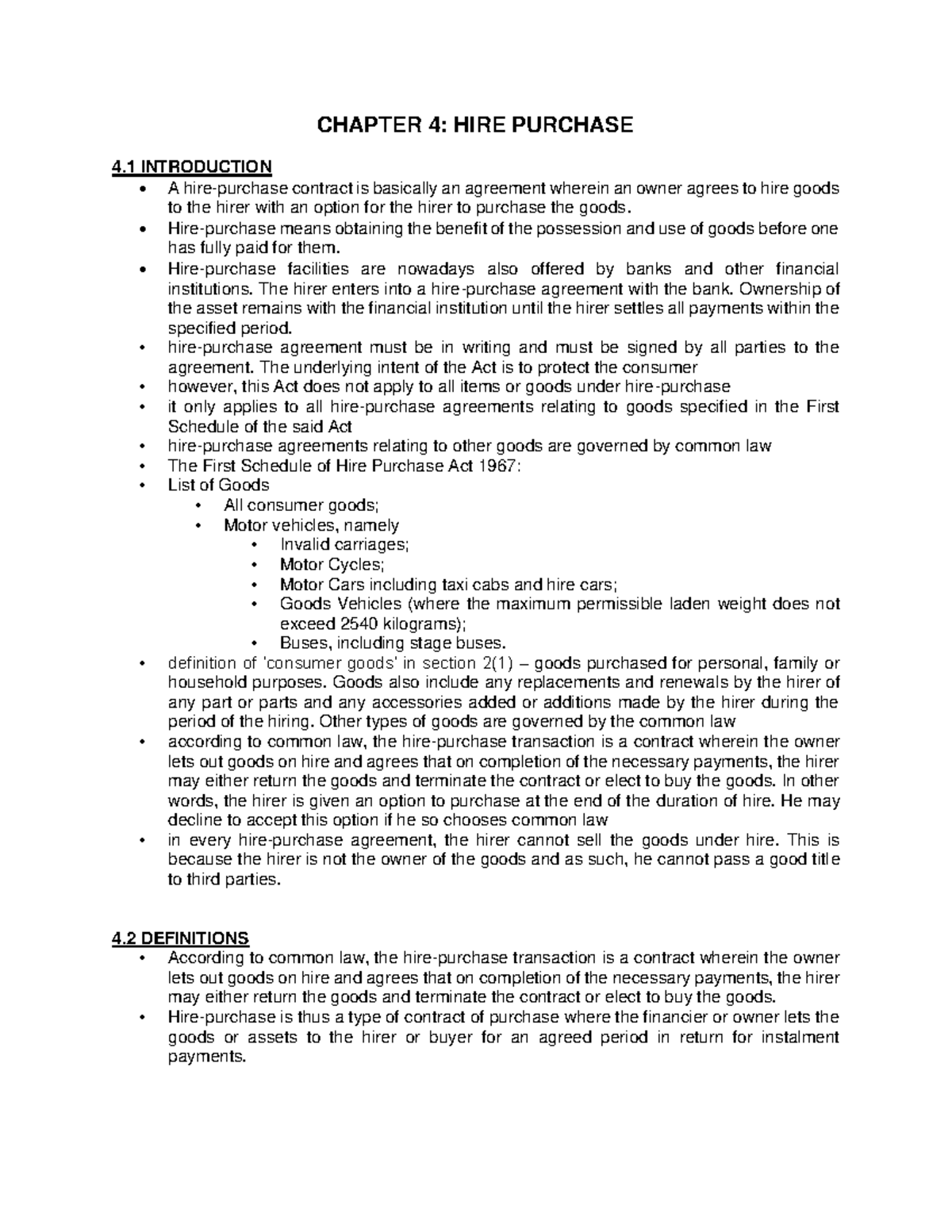 Chapter 4 Hire Purchase - CHAPTER 4: HIRE PURCHASE 4 INTRODUCTION A ...