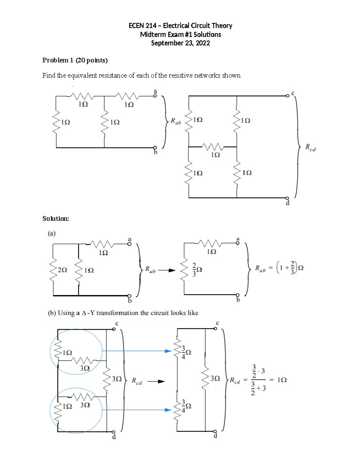 ECEN 214 Midterm Exam 1A Solutions and Sample Problems - Studocu