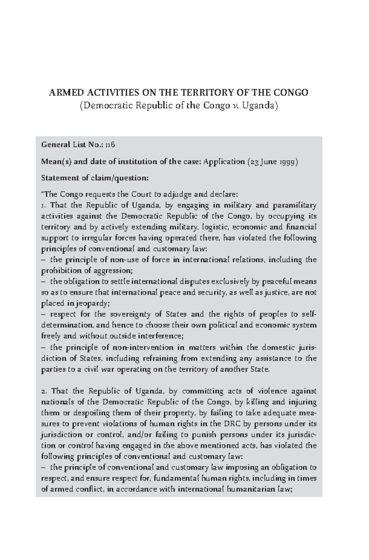 DRC v. Uganda: Armed Activities and Human Rights Violations Analysis ...