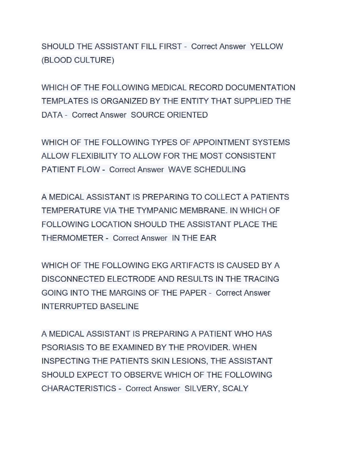 Testbank for CCMA-72: Medical Assistant Exam Review Questions - Studocu