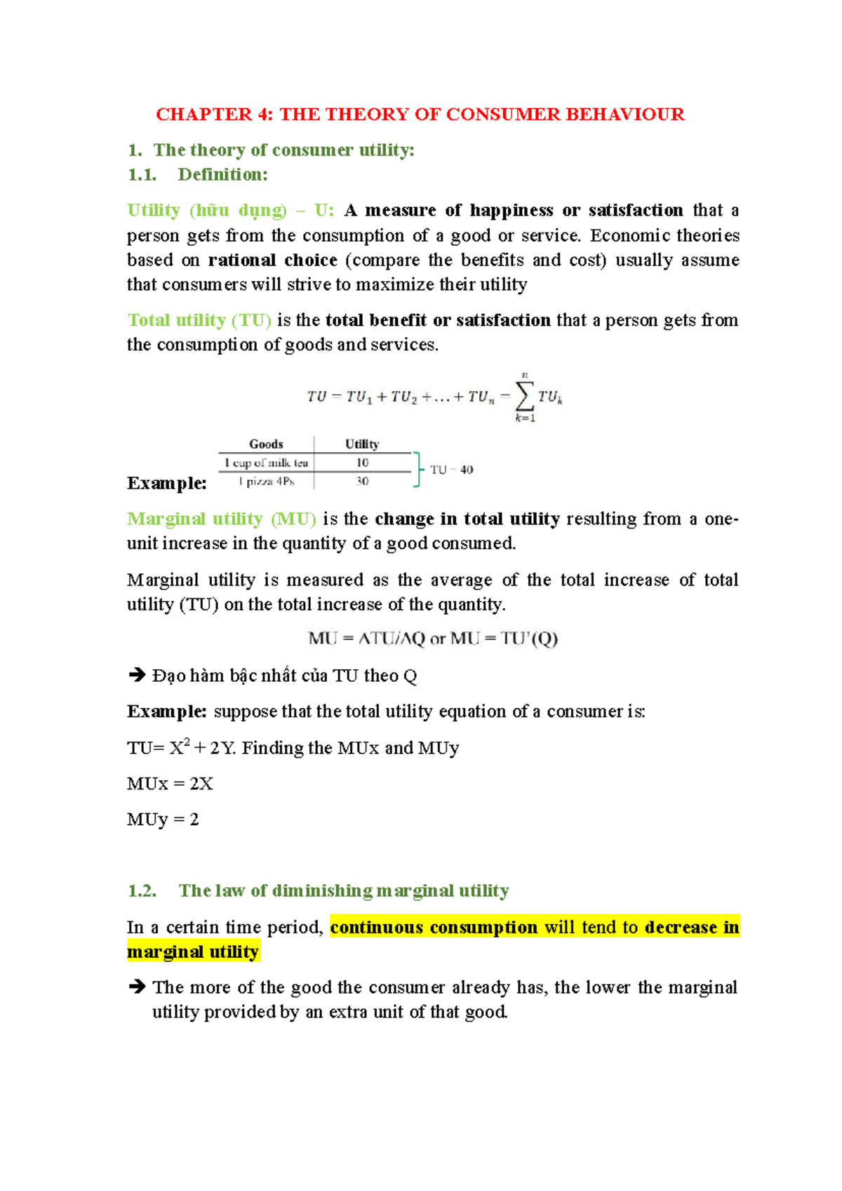 Chapter 4: The theory of consumer behaviour in microeconomics - Studocu