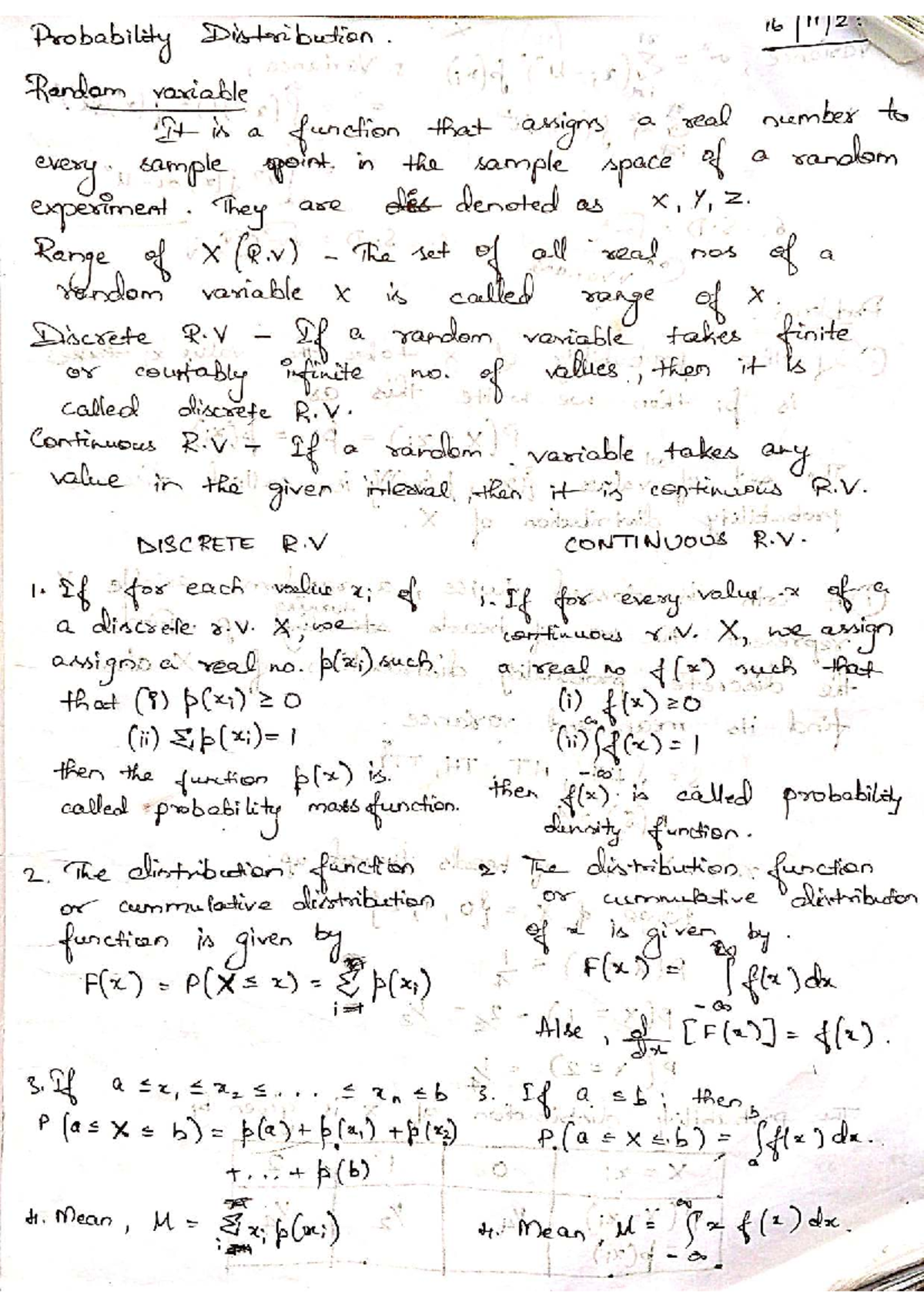 Probability Distributions and Random Variables - M1 Notes - Studocu