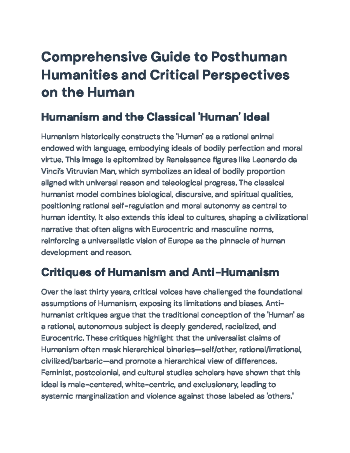 Comprehensive Guide to Posthuman Humanities: Exam Prep Strategies - Studocu