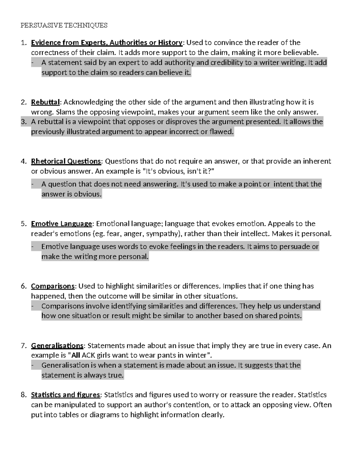 PERSUASIVE TECHNIQUES - TEST: Key Strategies for Effective ...