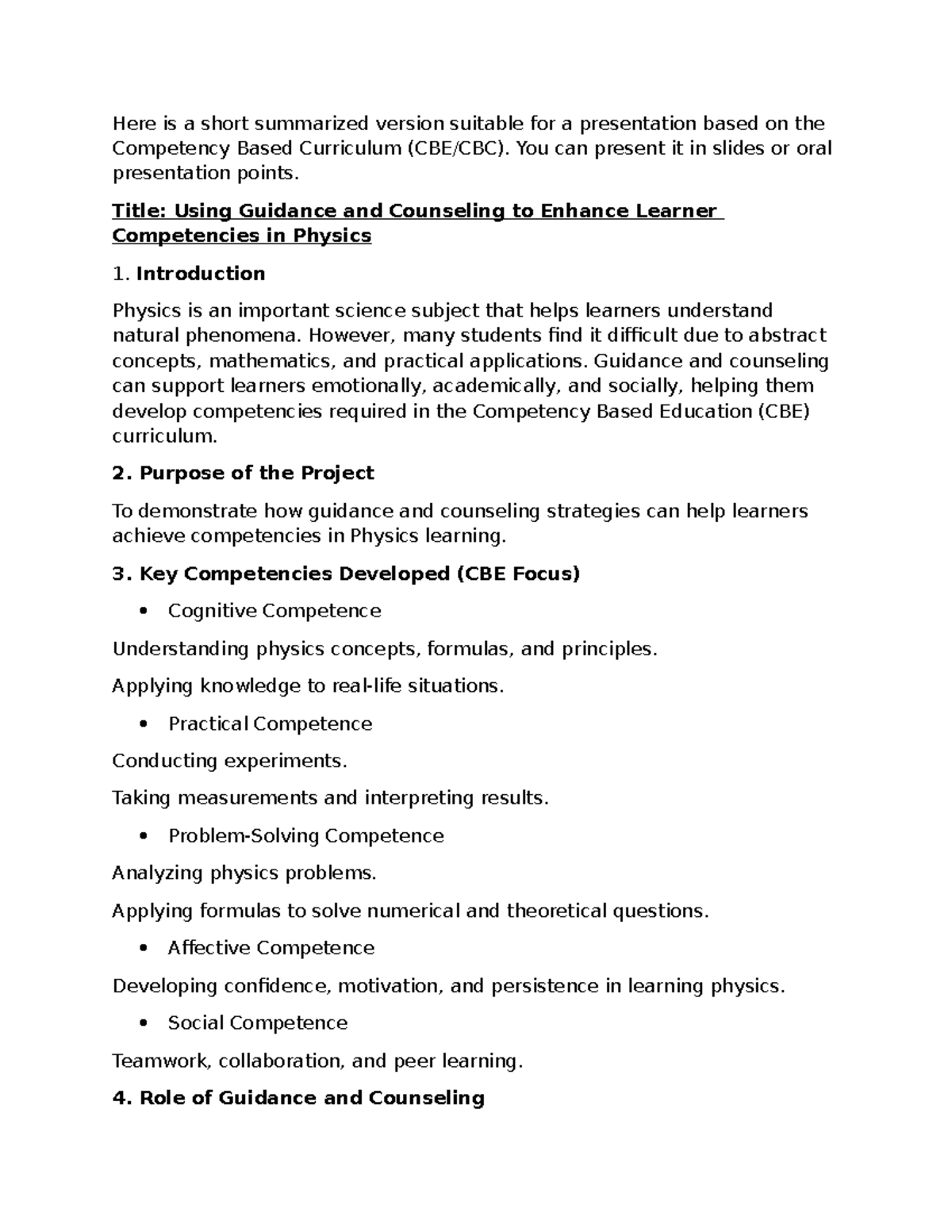 Using Guidance & Counseling to Boost Learner Competencies in Physics ...