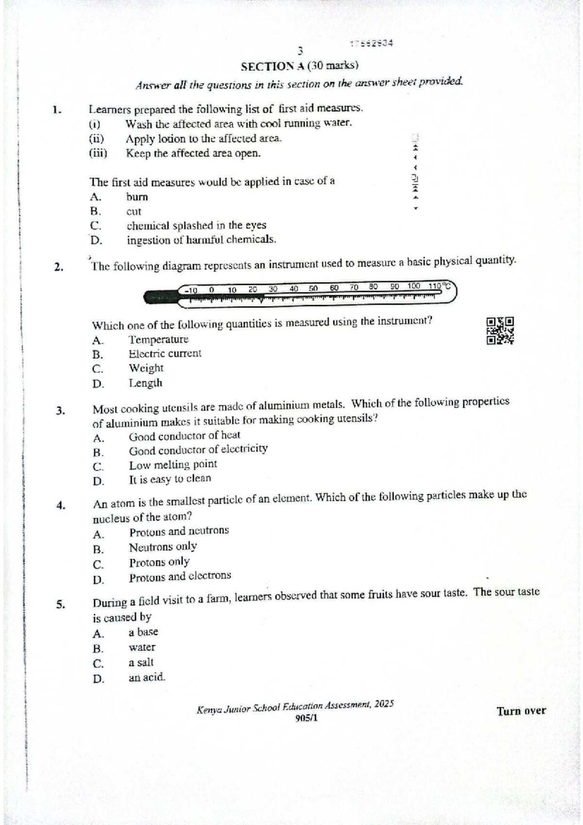 Integrated Science Paper 1 - Kenya Junior School Education Assessment ...