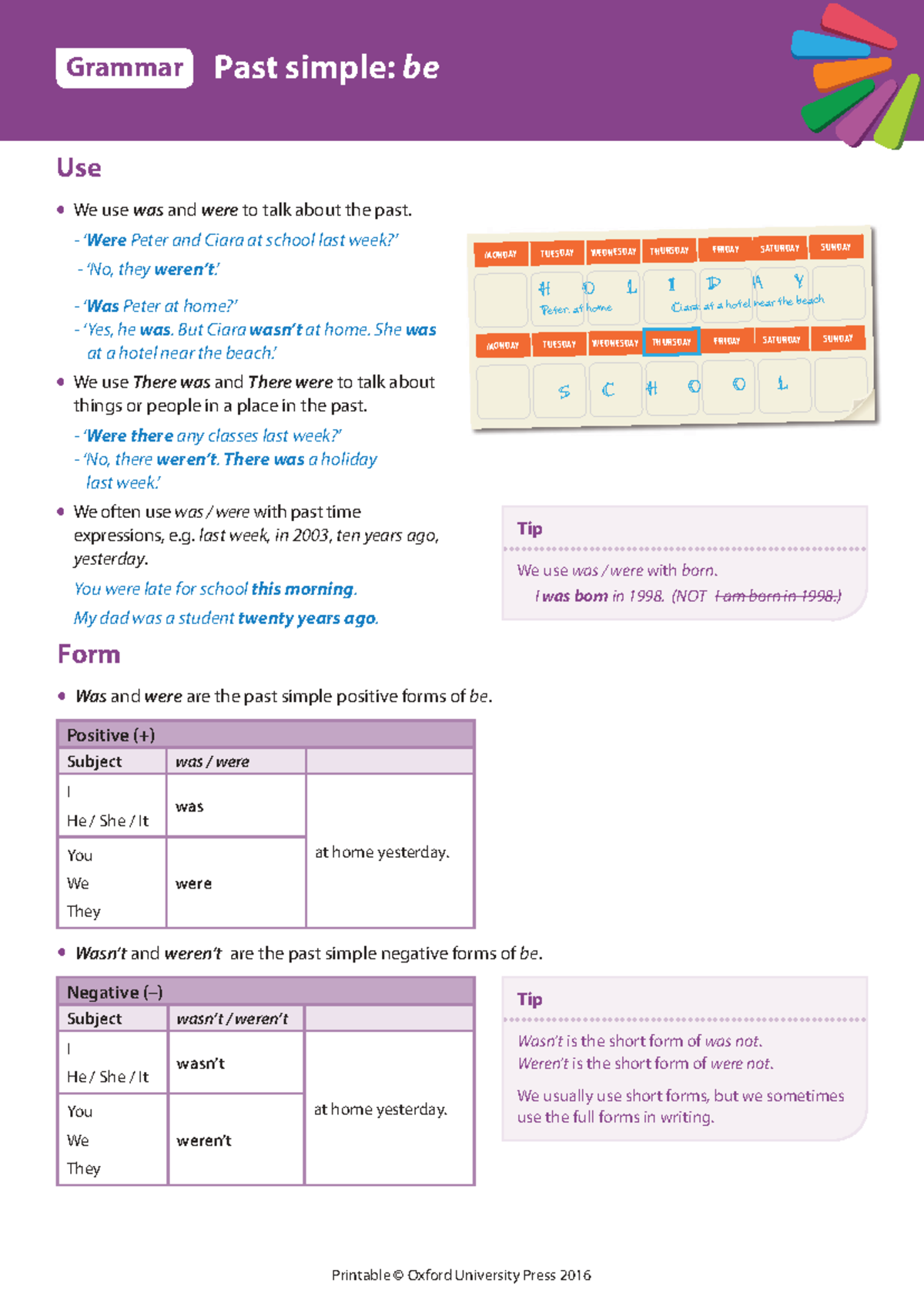 Practice Kit: Grammar Reference on Past Simple "Be" - Studocu