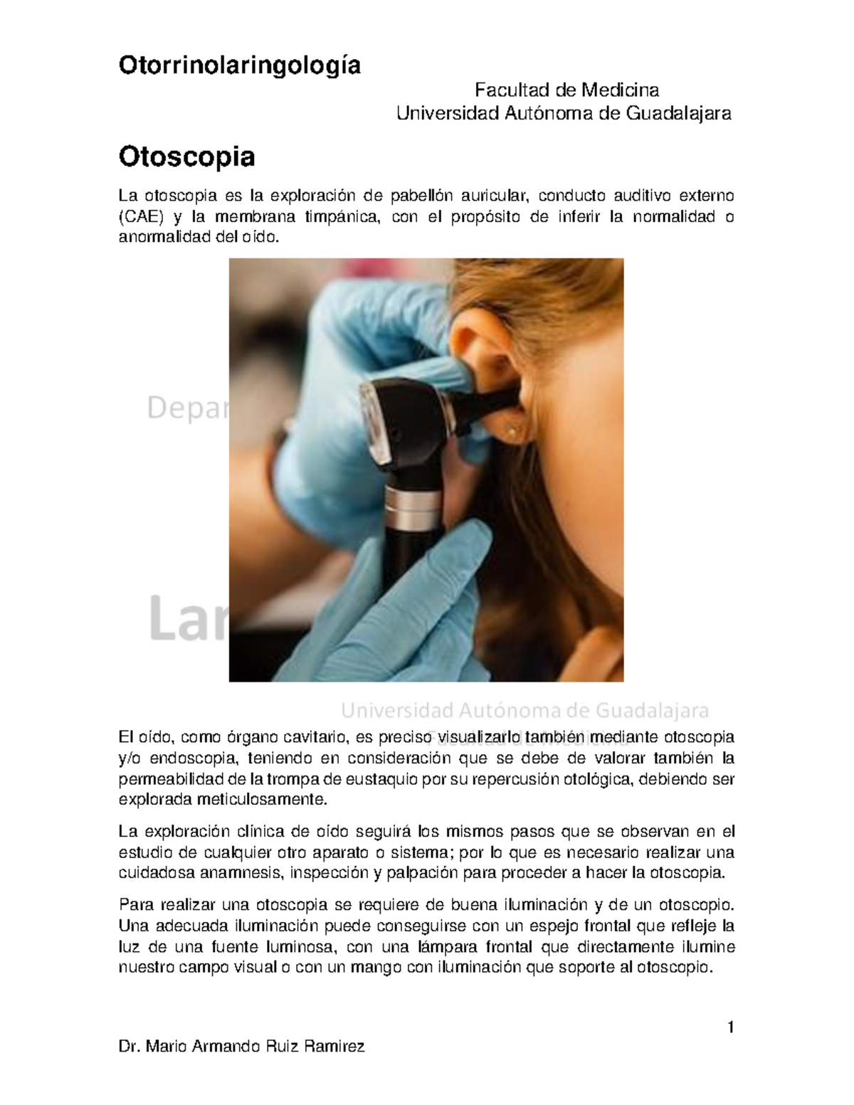 Otoscopia: Guía de Exploración del Oído - Medicina UAG - Studocu