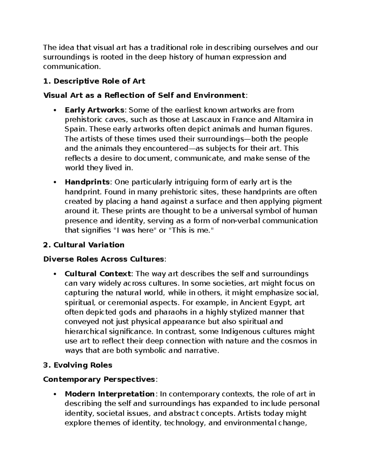 Art App. report - Art Appreciation History - The idea that visual art ...