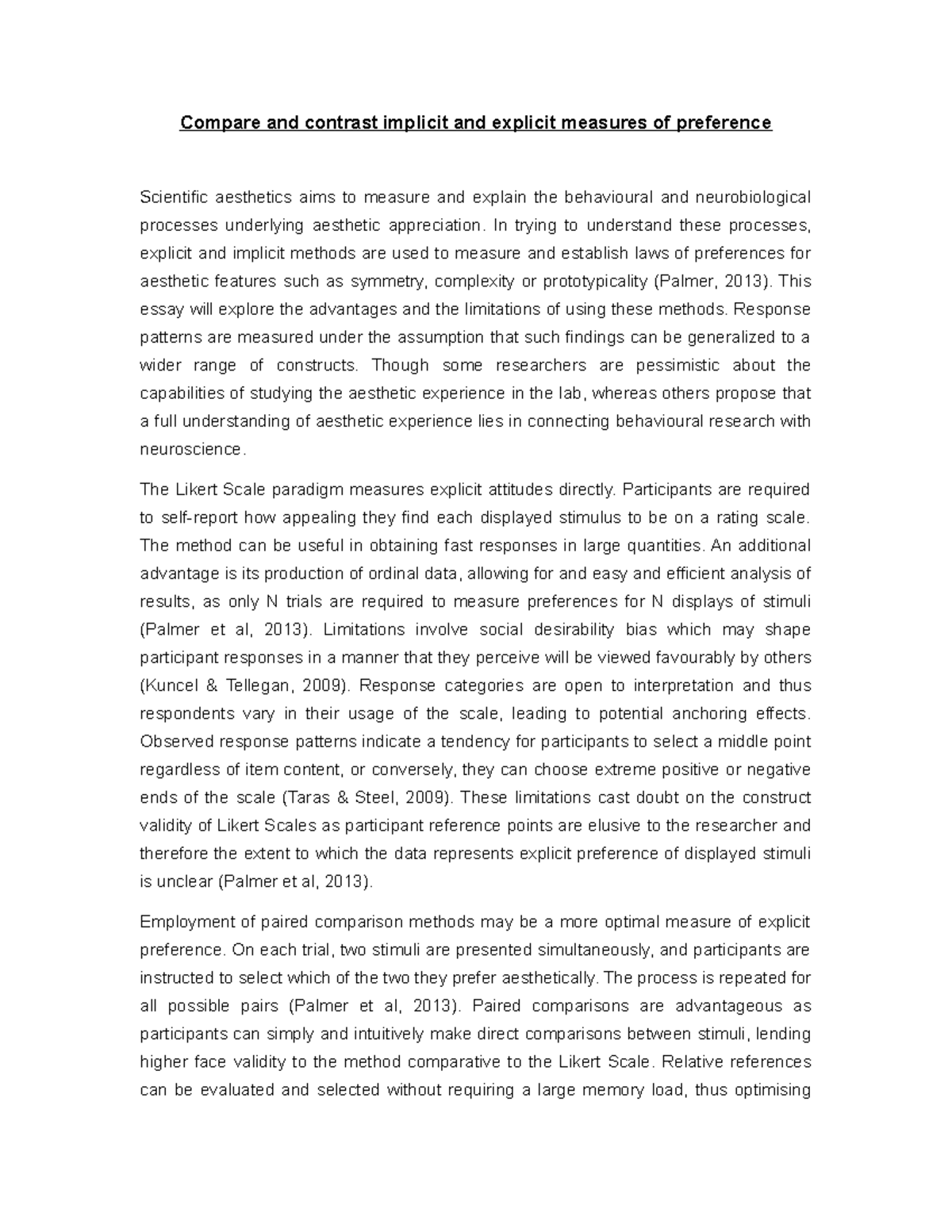 Comparative Analysis of Implicit vs Explicit Preference Measures - Studocu