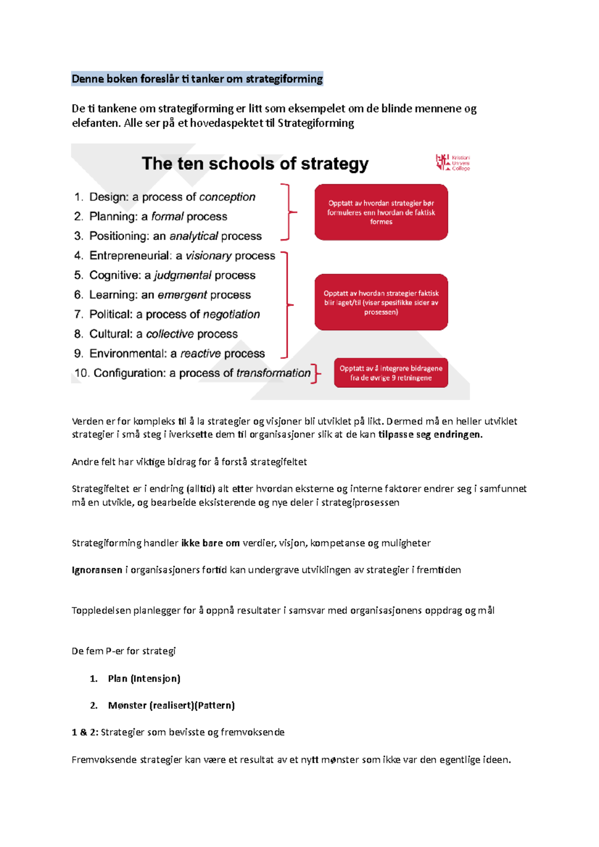 Strategy safari - Kapittel 1 - Denne boken foreslår ti tanker om ...