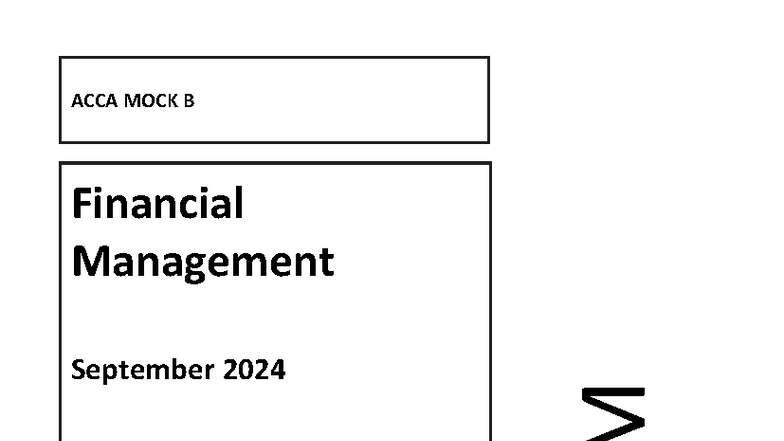 ACCA FM Mock B September 2024 Question Paper - Studocu