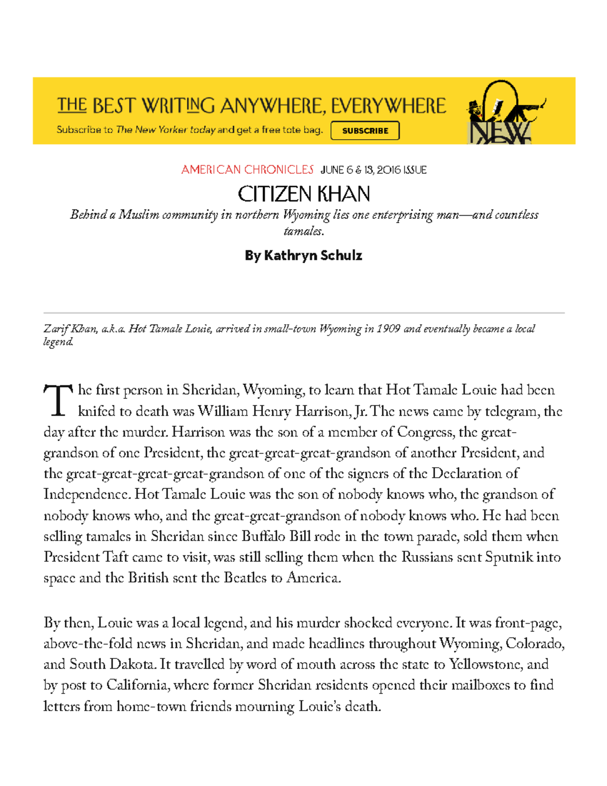 Zarif Khan: The Legacy of Hot Tamale Louie in Wyoming's History - T he first person in Sheridan ...