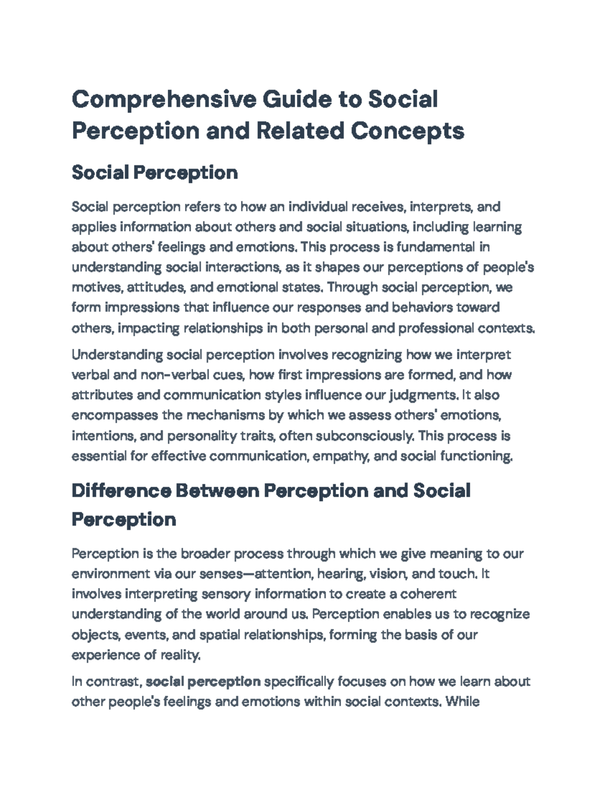 Comprehensive Guide to Social Perception & Attribution Processes - Studocu