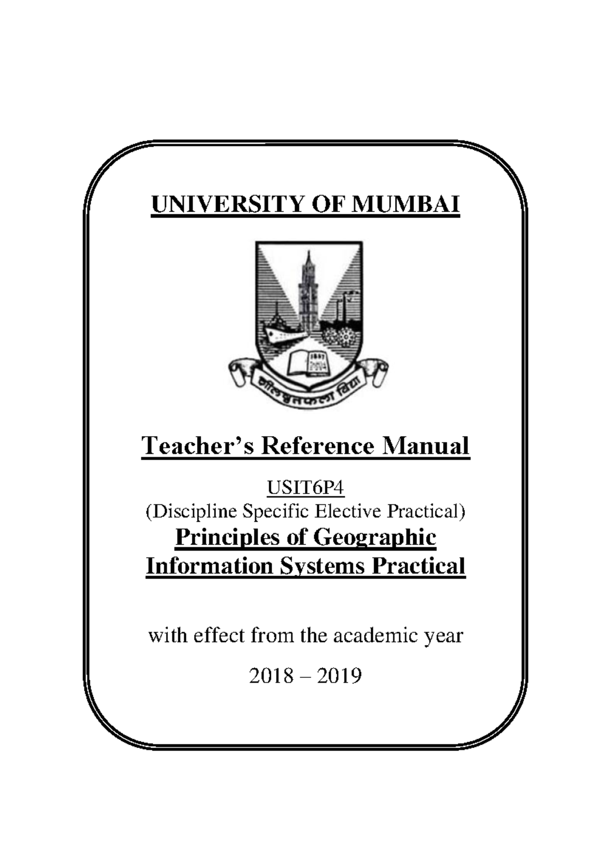GIS Practical Guide - USIT6P - Teacher's Reference Manual - Studocu