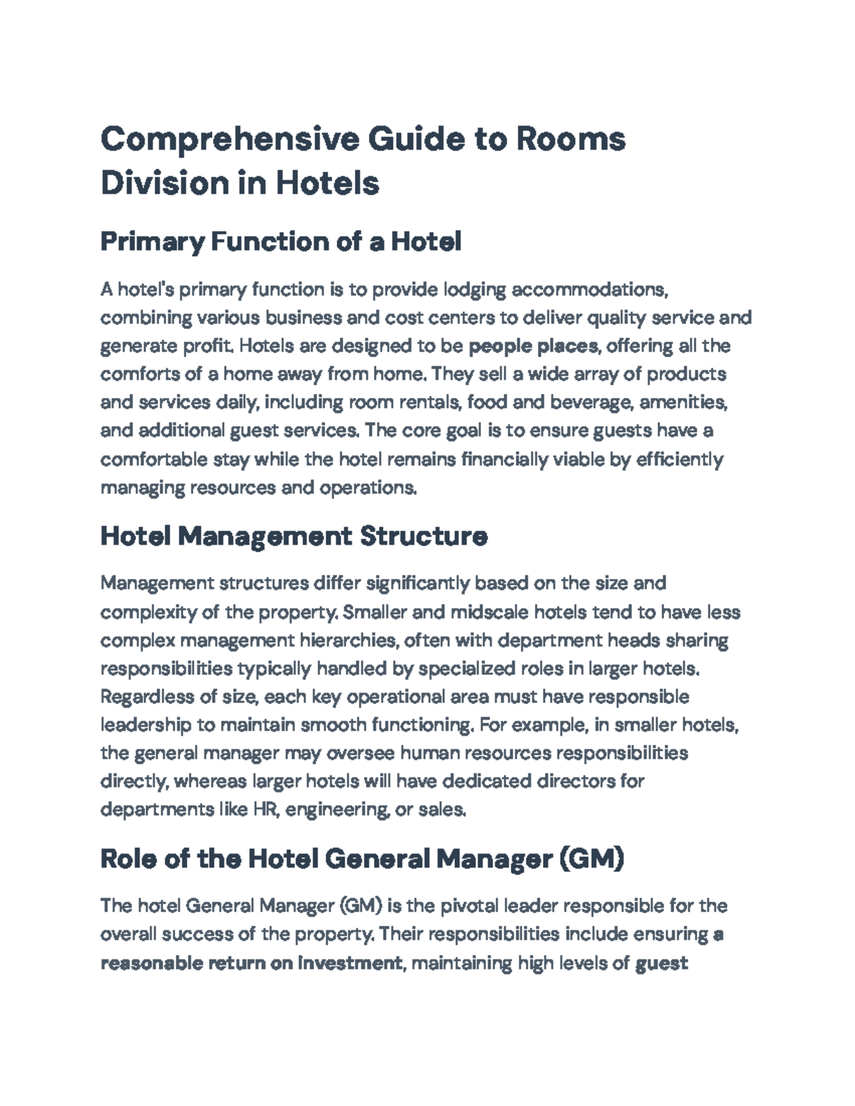Comprehensive Guide to Rooms Division in Hotels: Key Functions ...