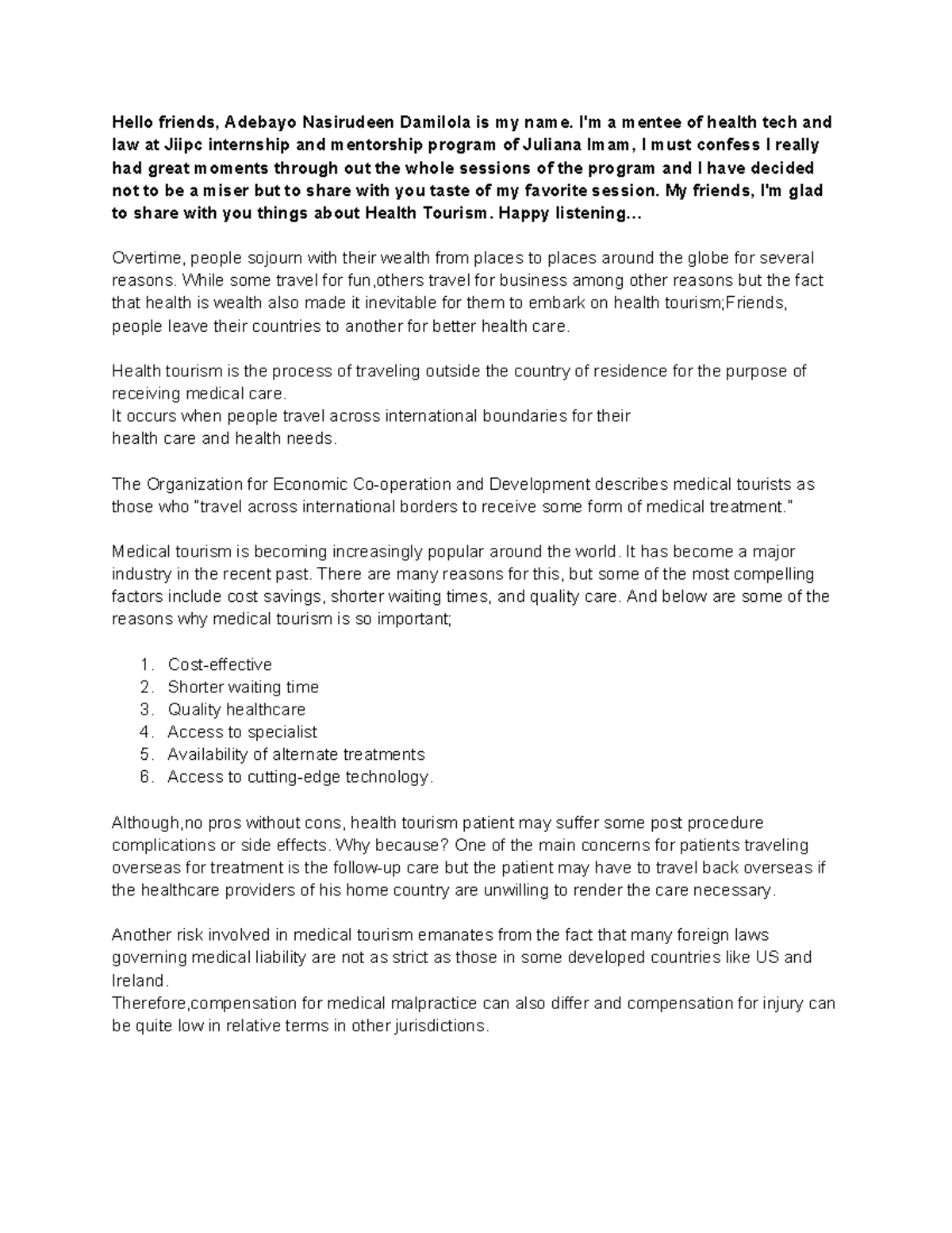 Health Tourism Assignment: Exploring Medical Travel Benefits & Risks ...