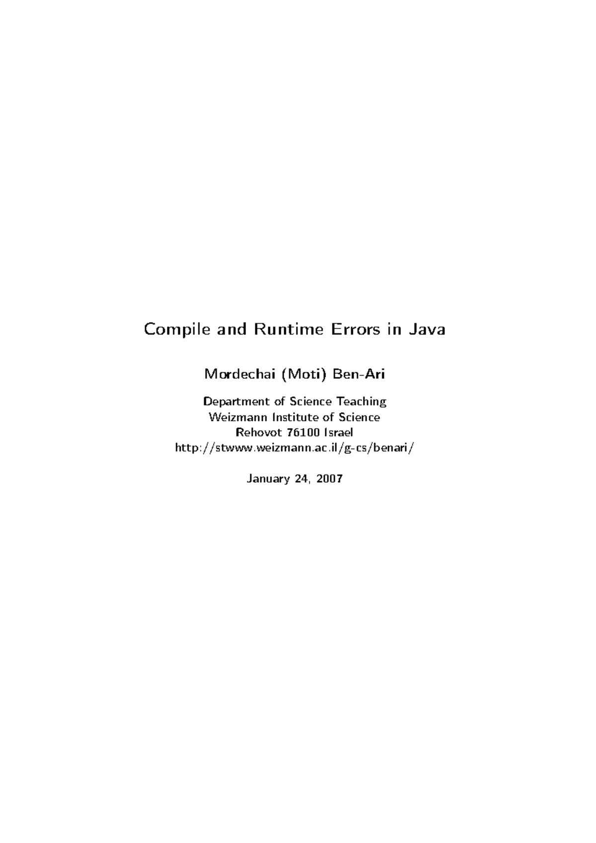 Understanding Compile and Runtime Errors in Java (CS101) - Studocu