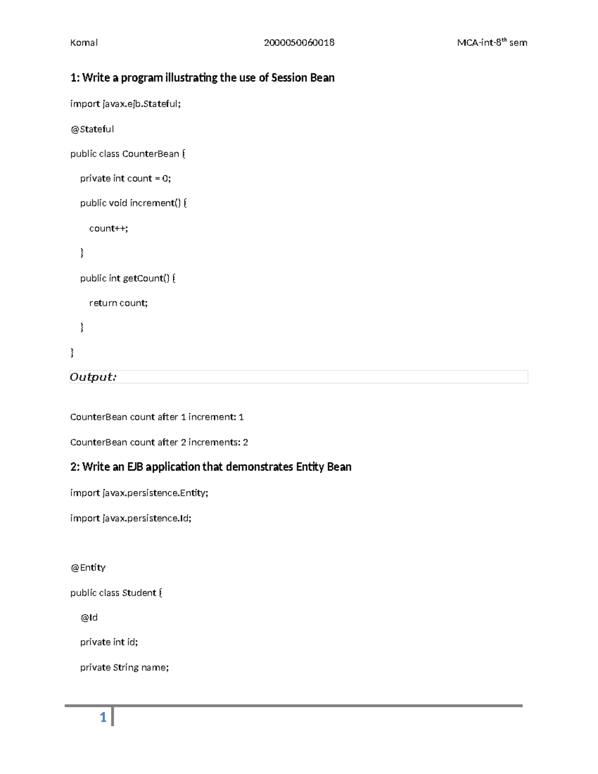 Advance java file - 1: Write a program illustrating the use of Session ...