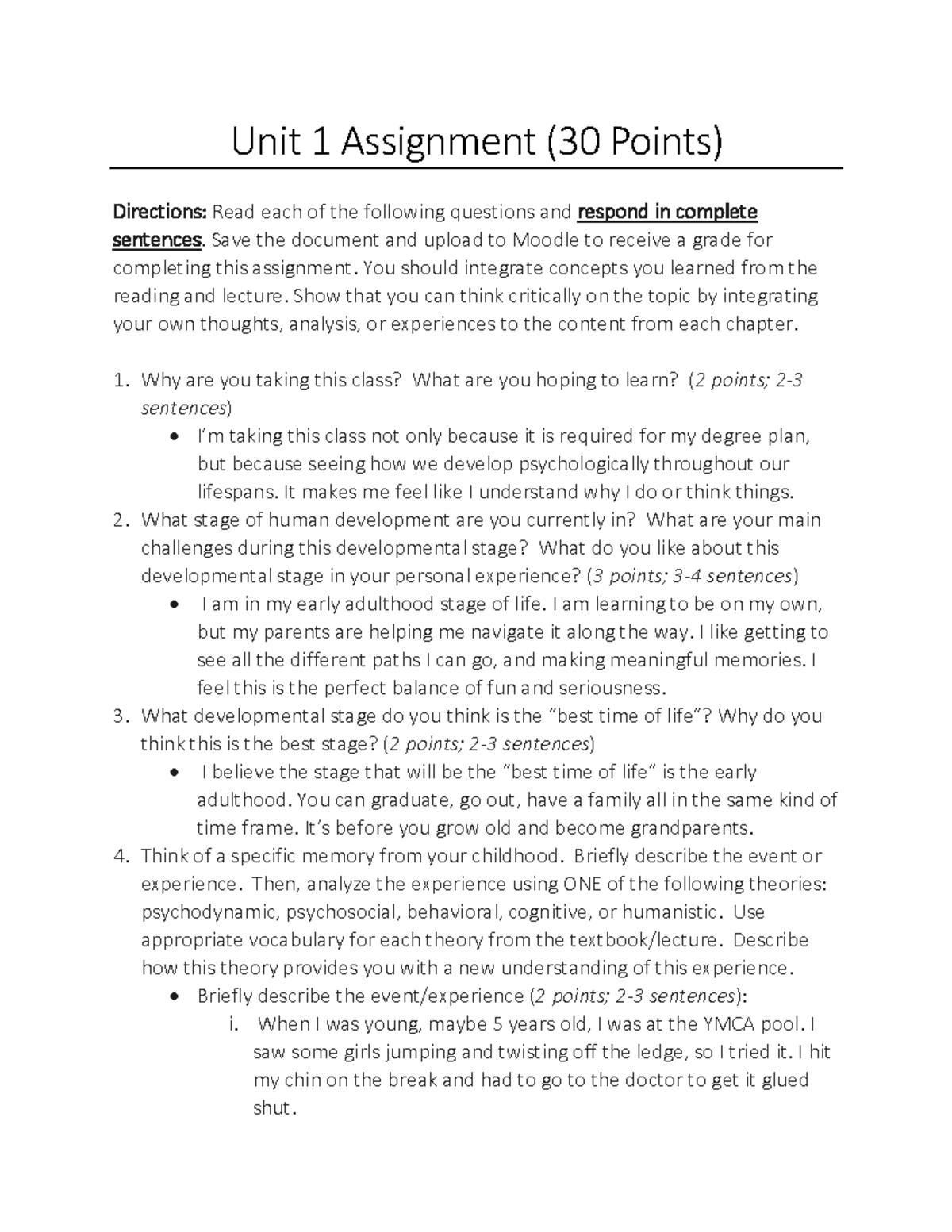 Unit 1 Assignment: Understanding Human Development in PSYC - Studocu