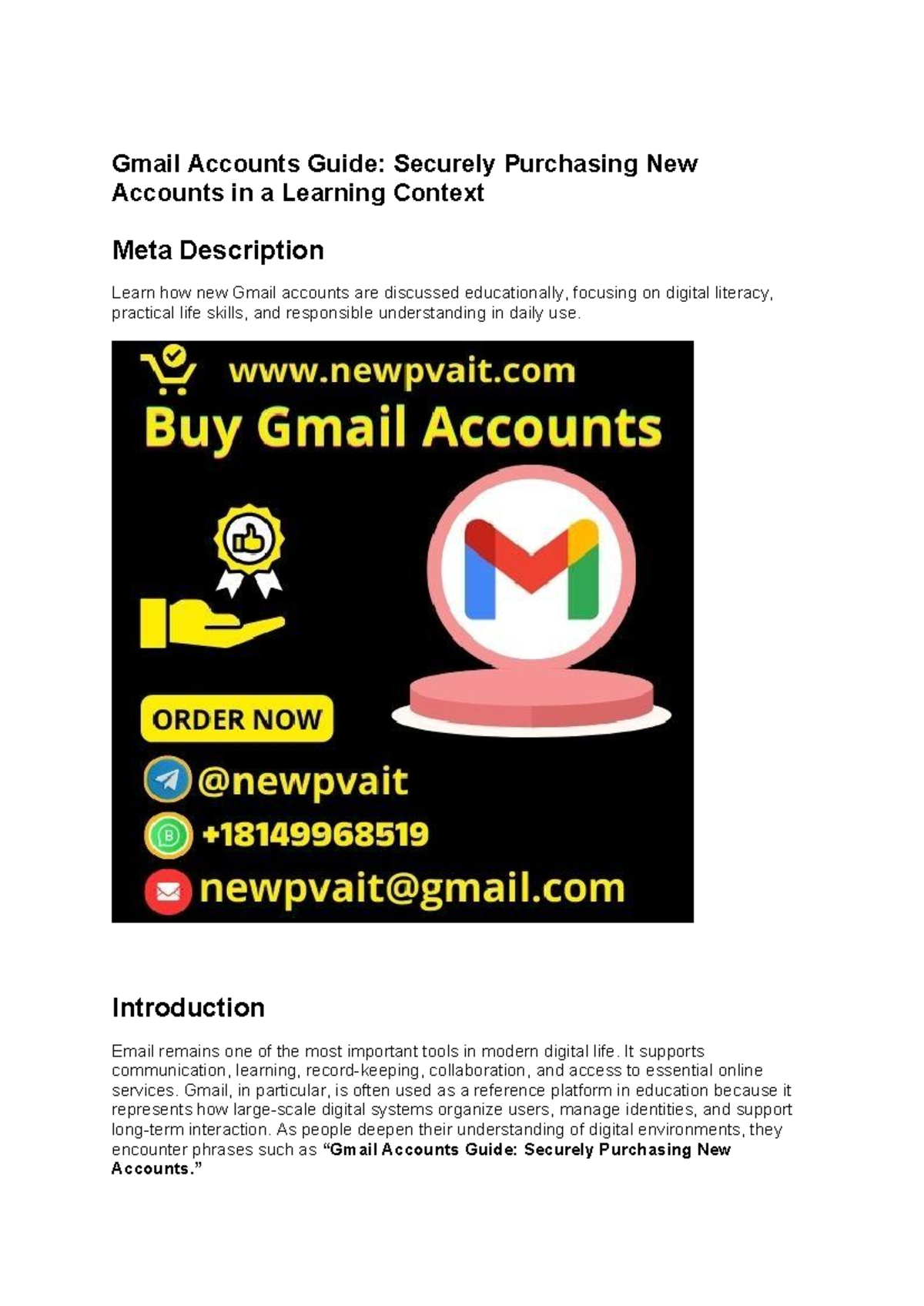 Gmail Accounts Guide: Understanding Digital Literacy & Onboarding - Studocu