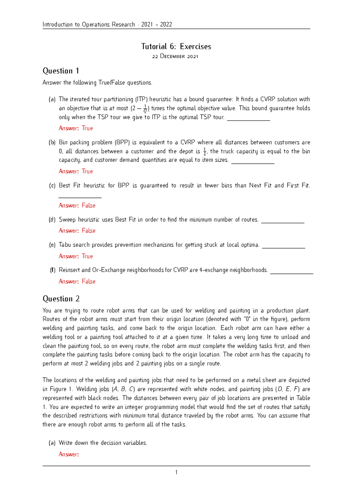 Tutorial 6 - Solutions lecture 6 - Tutorial 6: Exercises 22 December ...