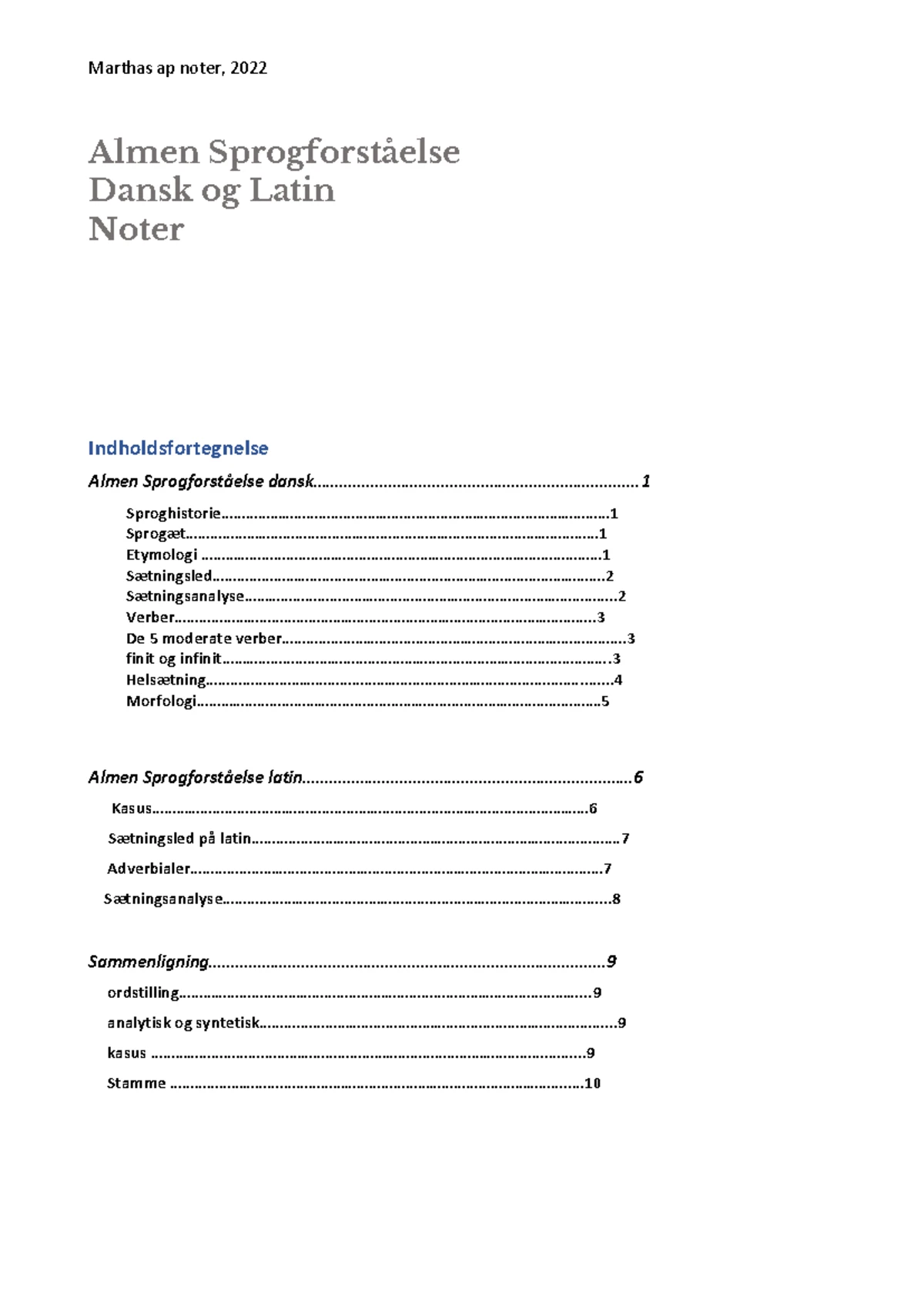 Oversigt over ordklasserne (Danish Language Class - Dansk Sprog) - Studocu