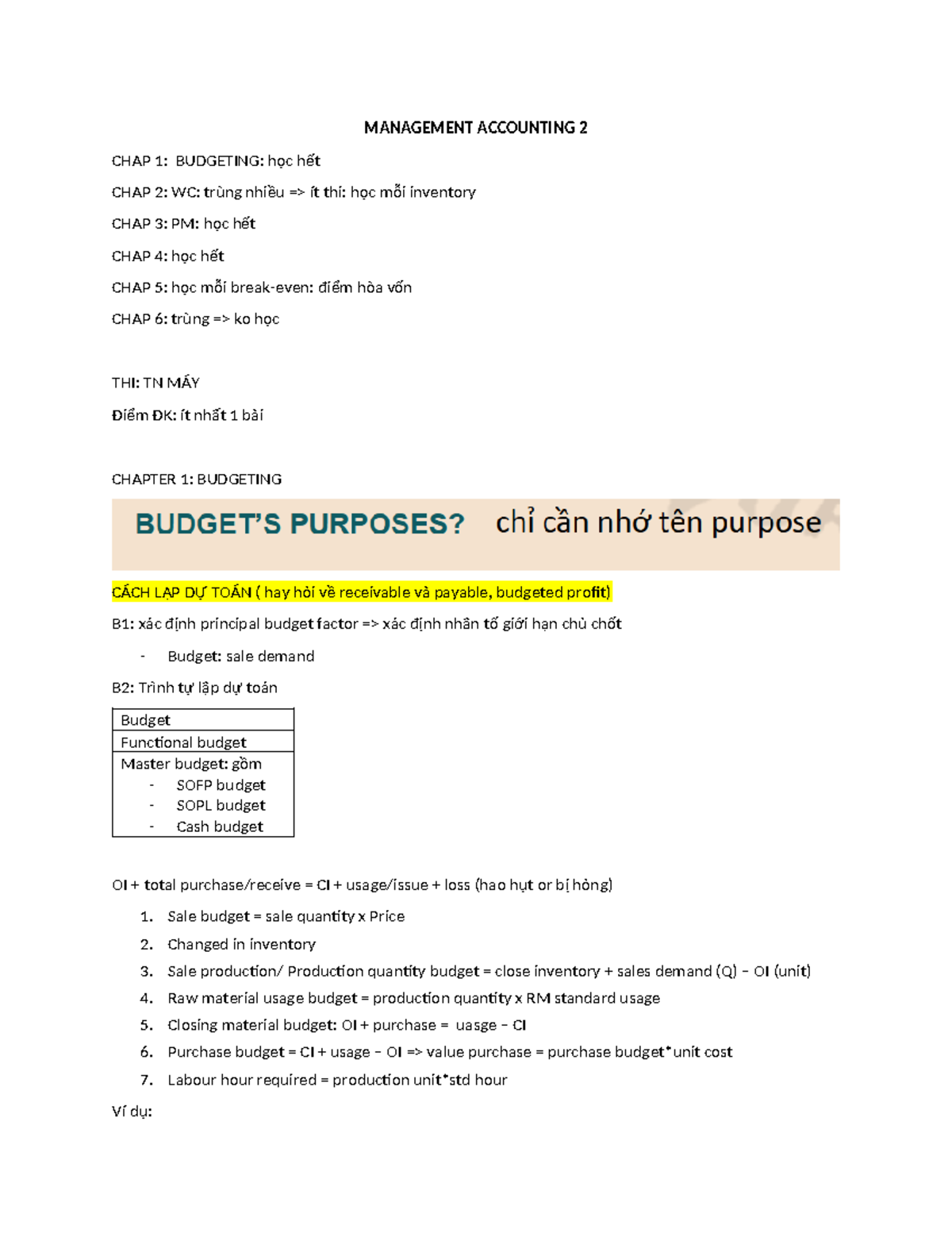 MANAGEMENT ACCOUNTING 2: CHAPTERS ON BUDGETING & PERFORMANCE MEASUREMENT - Studocu