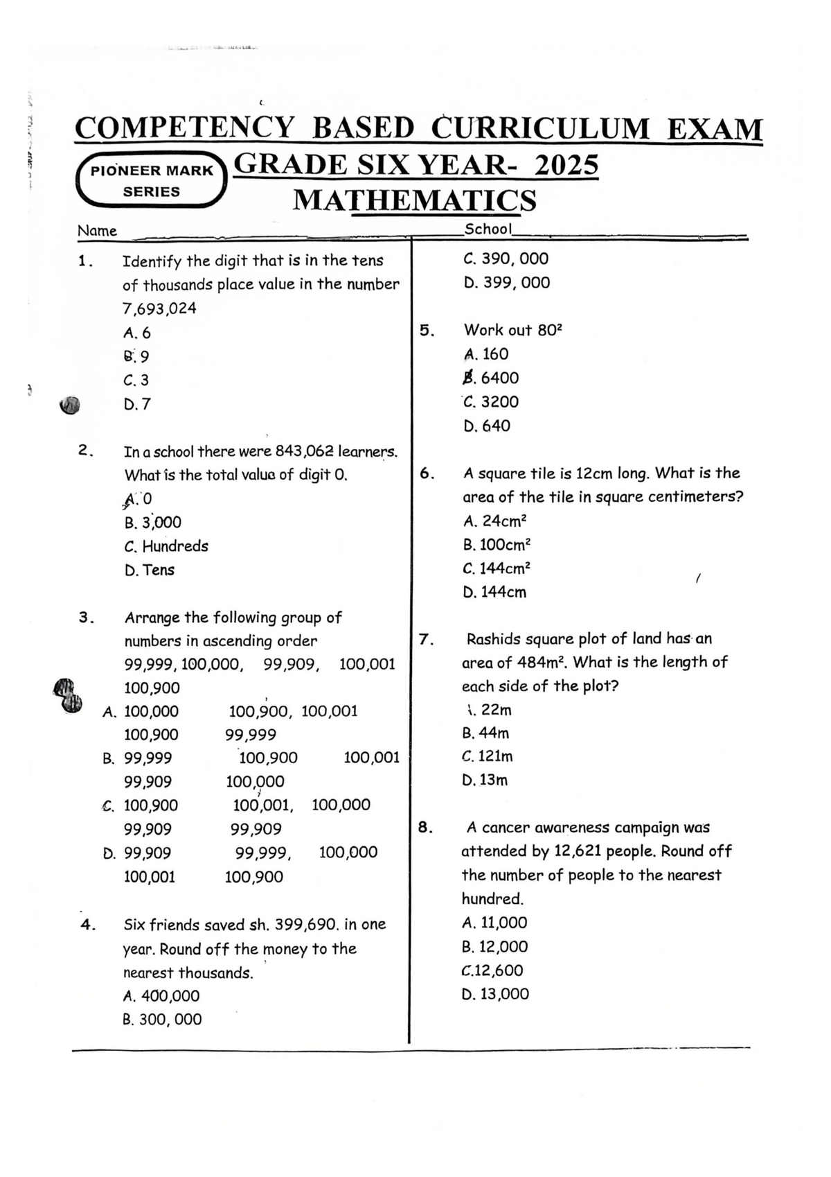 Mathematics Grade 6 Term 2 2025 Exam Questions and Answers - Studocu