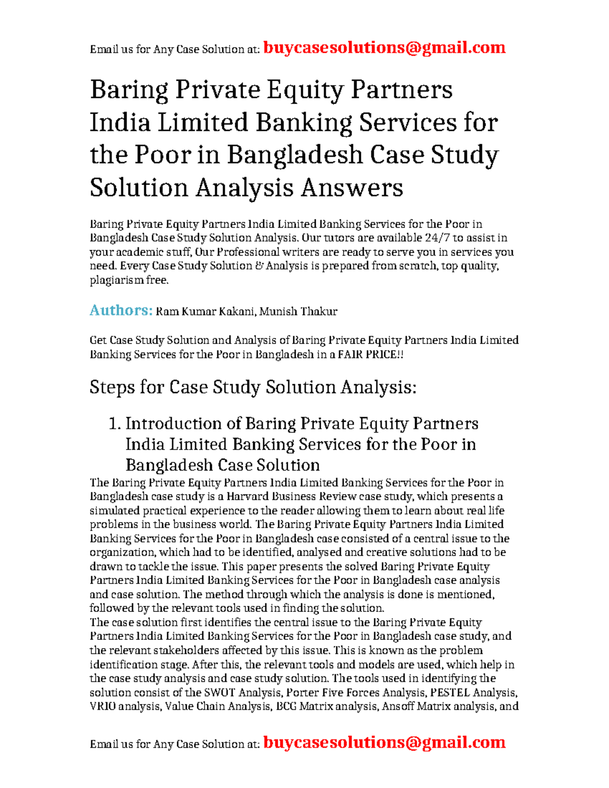 Case Solution Baring Private Equity Partners India Limited Banking ...